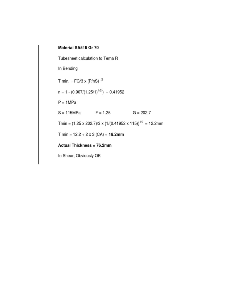 TEMA Tubesheet Calculation | PDF