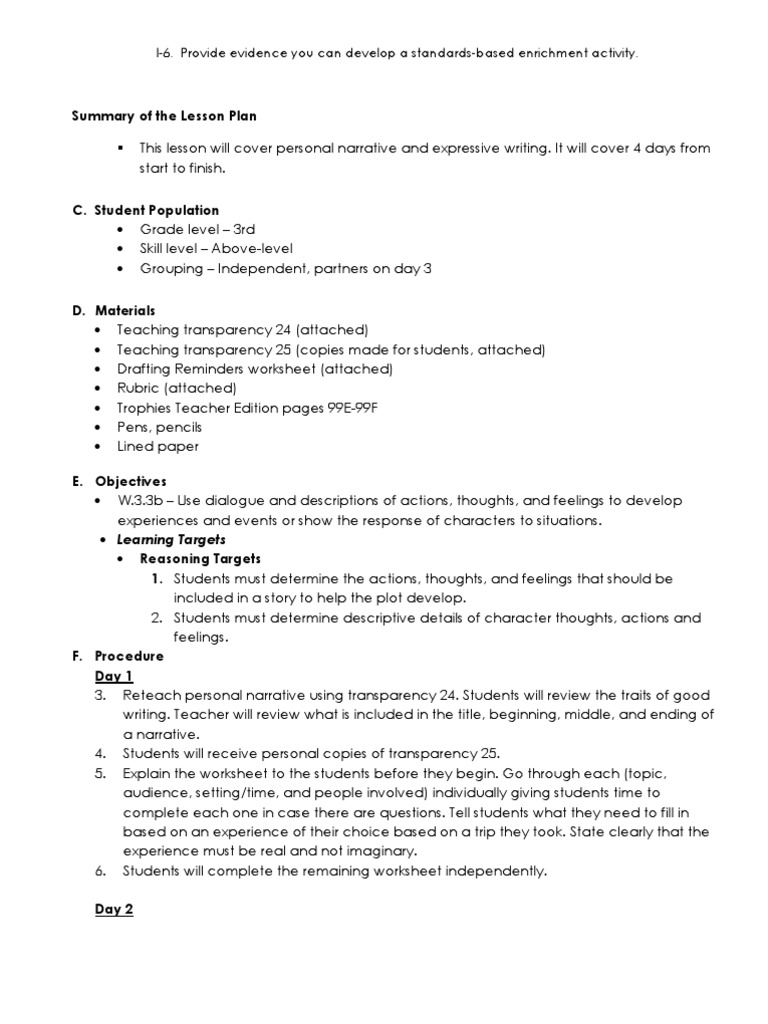 Enrichment Pdf Narrative Lesson Plan