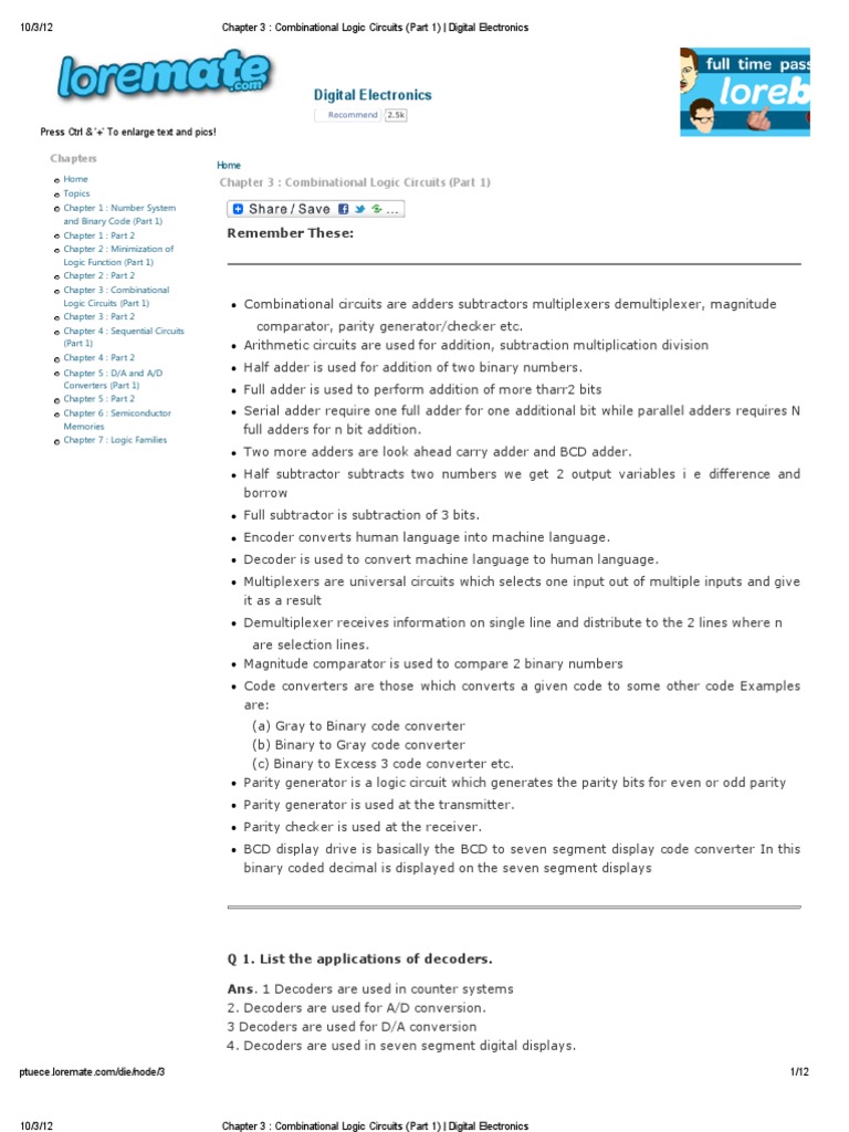 Chapter 3 - Combinational Logic Circuits (Part 1) - Digital Electronics ...