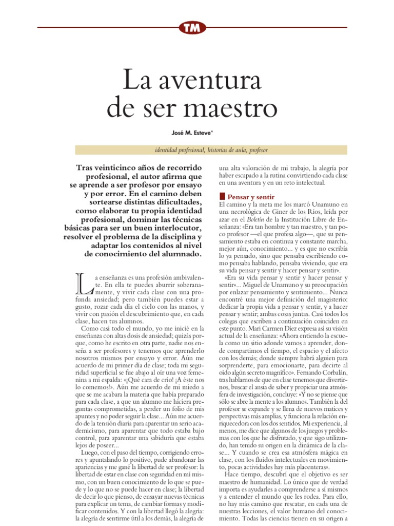 Reflexiones sobre la enseñanza y el maestro | PDF | Maestros | Conocimiento