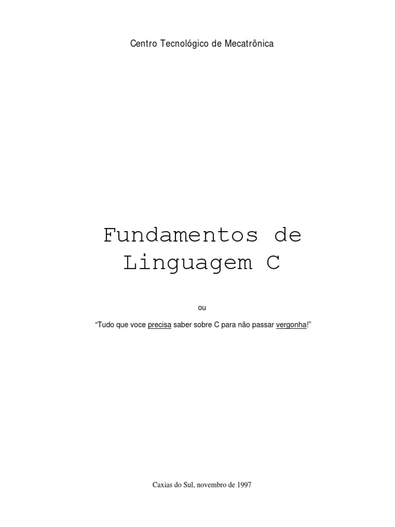Apostila Senai Mecatronica Fundamentos De Linguagem C Pdf C Linguagem De Programação