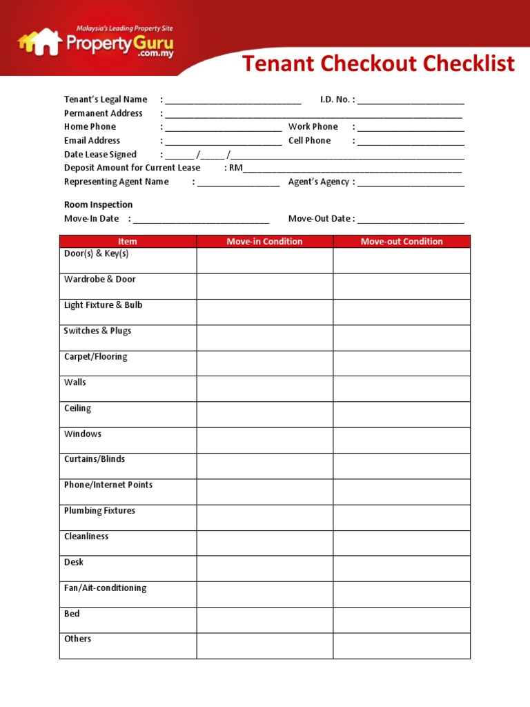 Tenant Checkout Checklist | PDF