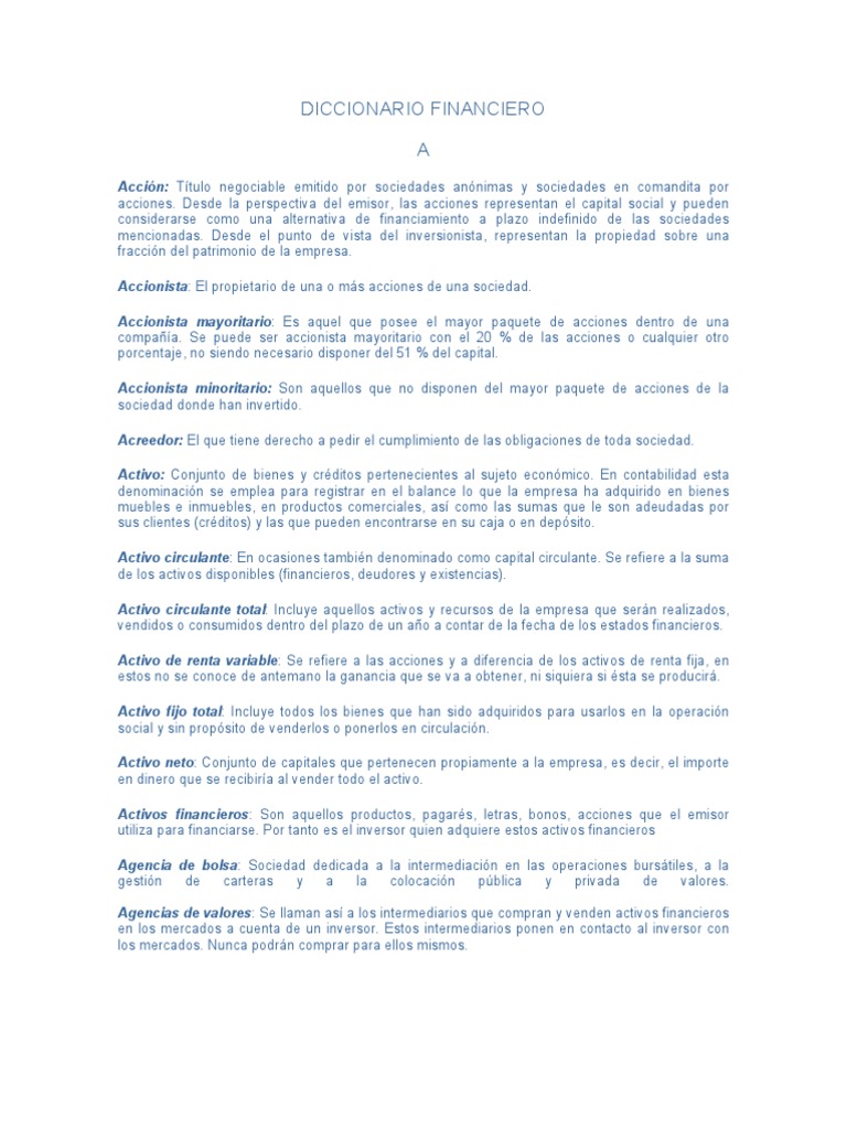 Diccionario Financiero | PDF