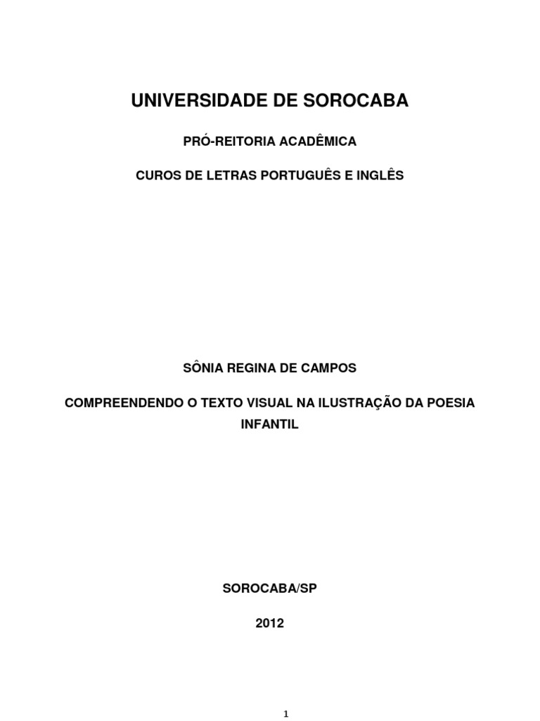 Compreendendo o Texto Visual Na Ilustração Da Poesia Infantil | PDF ...