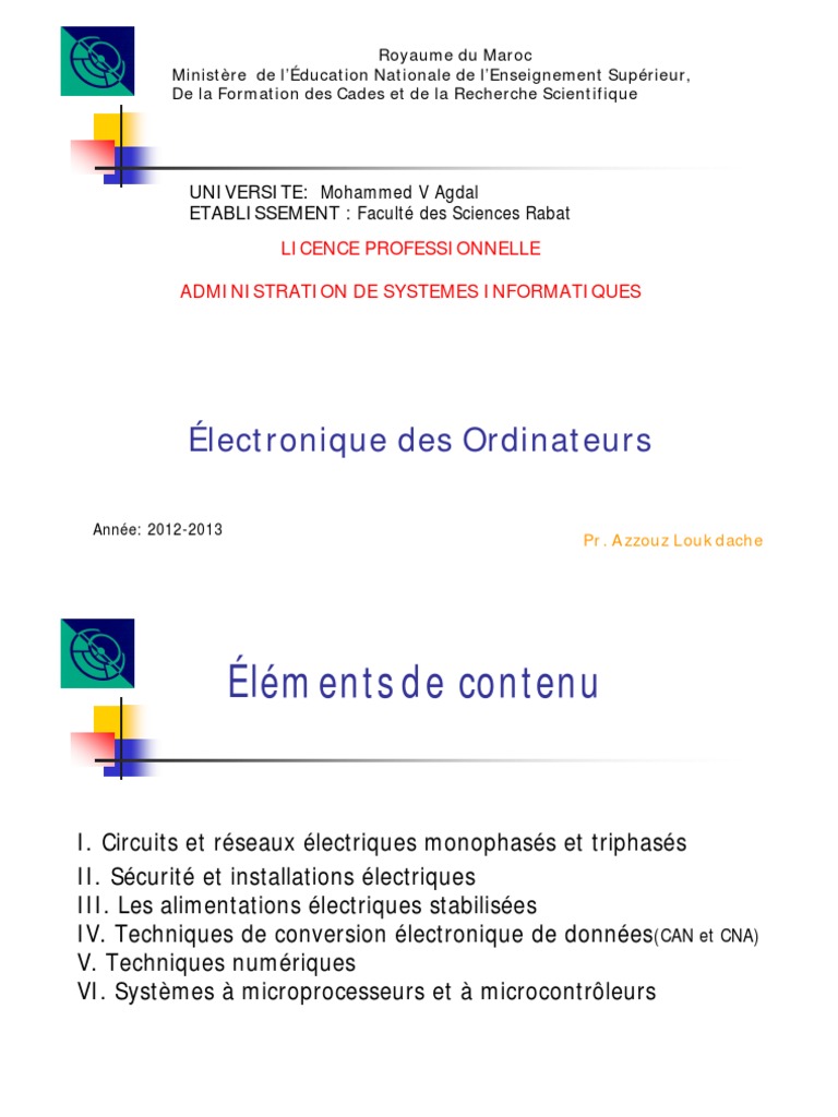 Cours Electronique | PDF | Signal électrique | Analogique