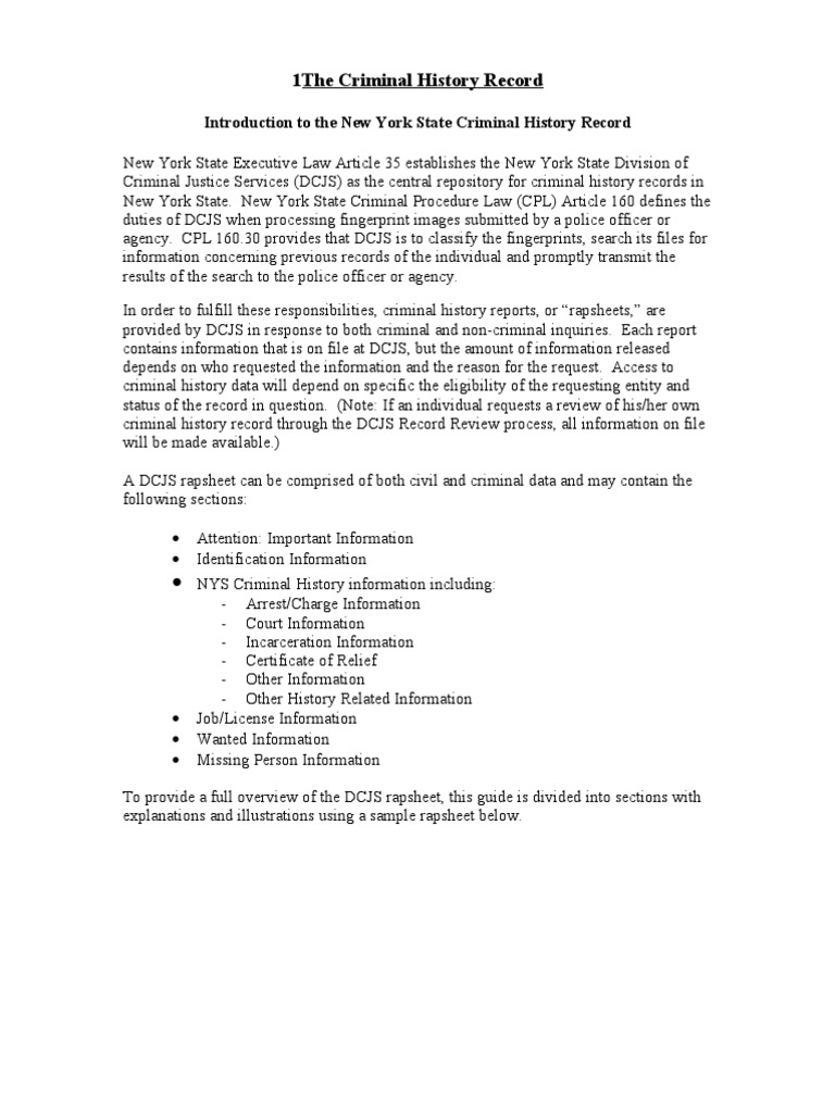 Guide To The Dcjs Criminal History Report | PDF | Probation | Criminal ...
