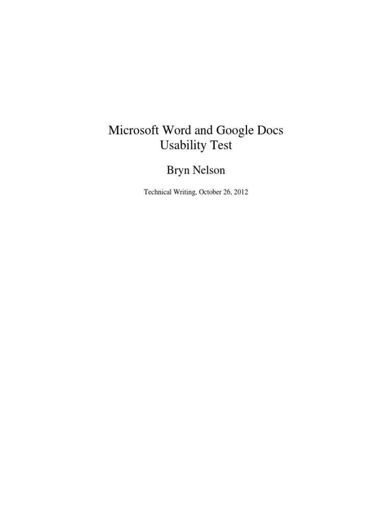 Usability Test: Google Docs and Microsoft Word | PDF | Microsoft Word ...