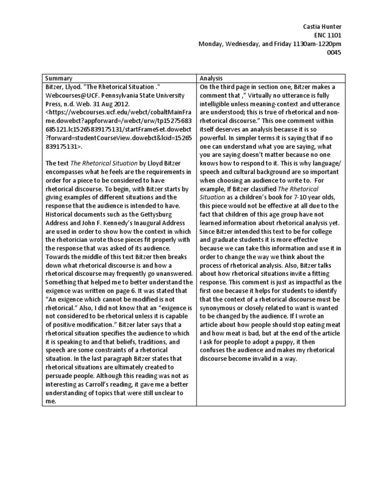 Understanding Bitzer's Rhetorical Situation | PDF
