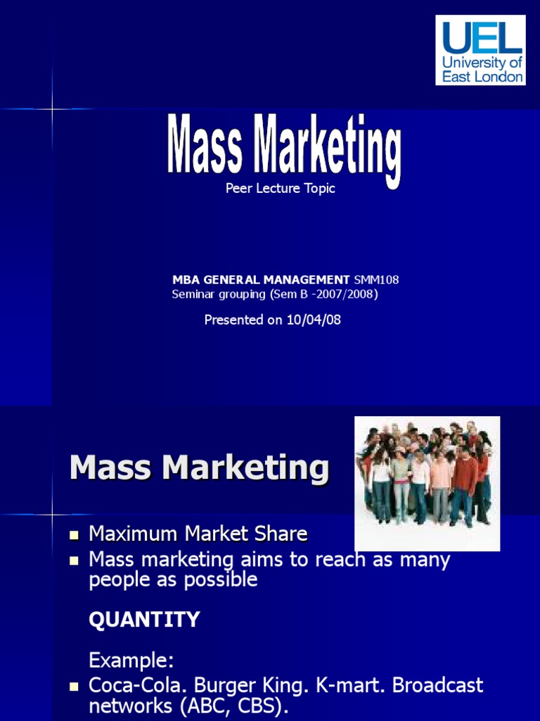 Mass Marketing | Advertising | Business Economics | Free 30-day Trial ...