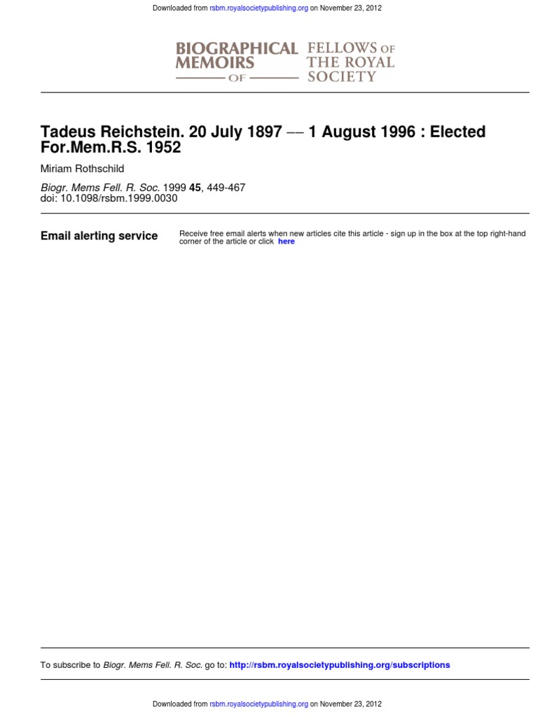 Reichstein Tadeus 1897-1996 | PDF | Adrenal Gland | Chemistry