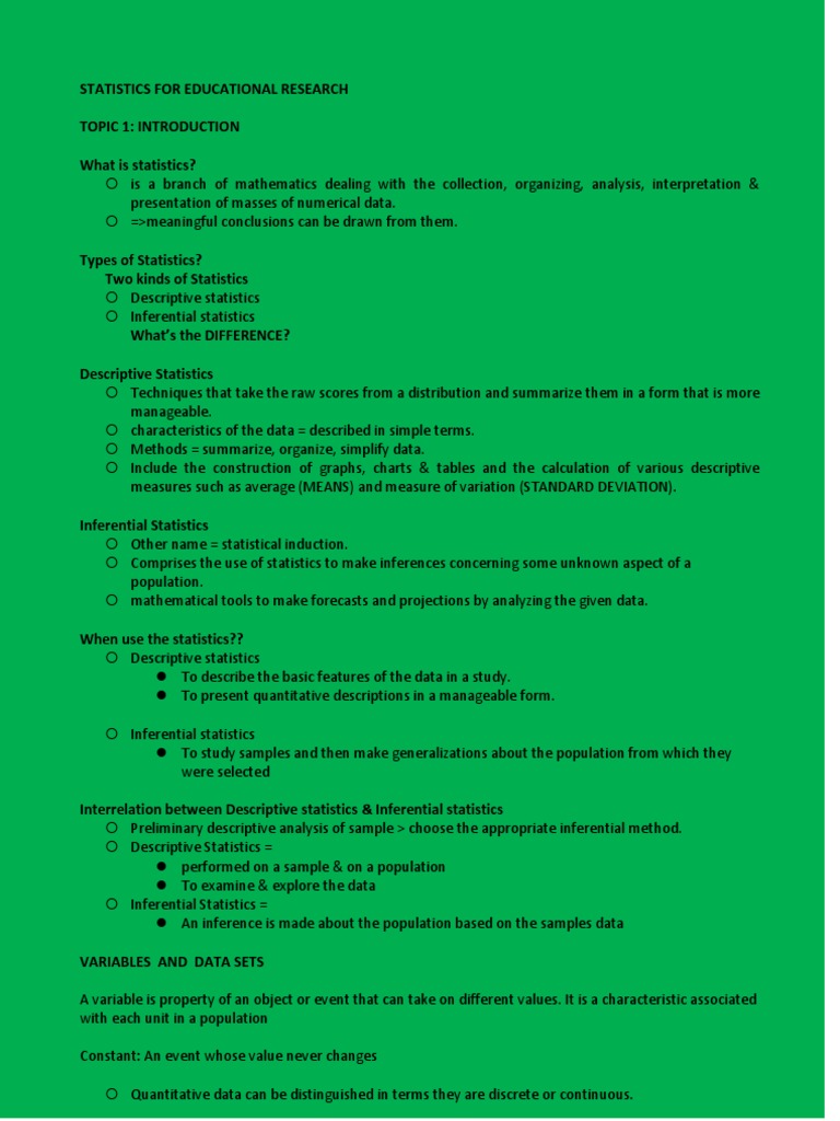Statistics For Educational Research Pdf Level Of Measurement