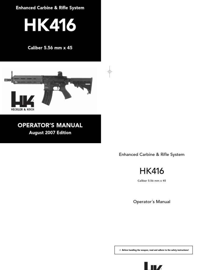 HK 416 Operators Manual | Trigger (Firearms) | Magazine (Firearms)