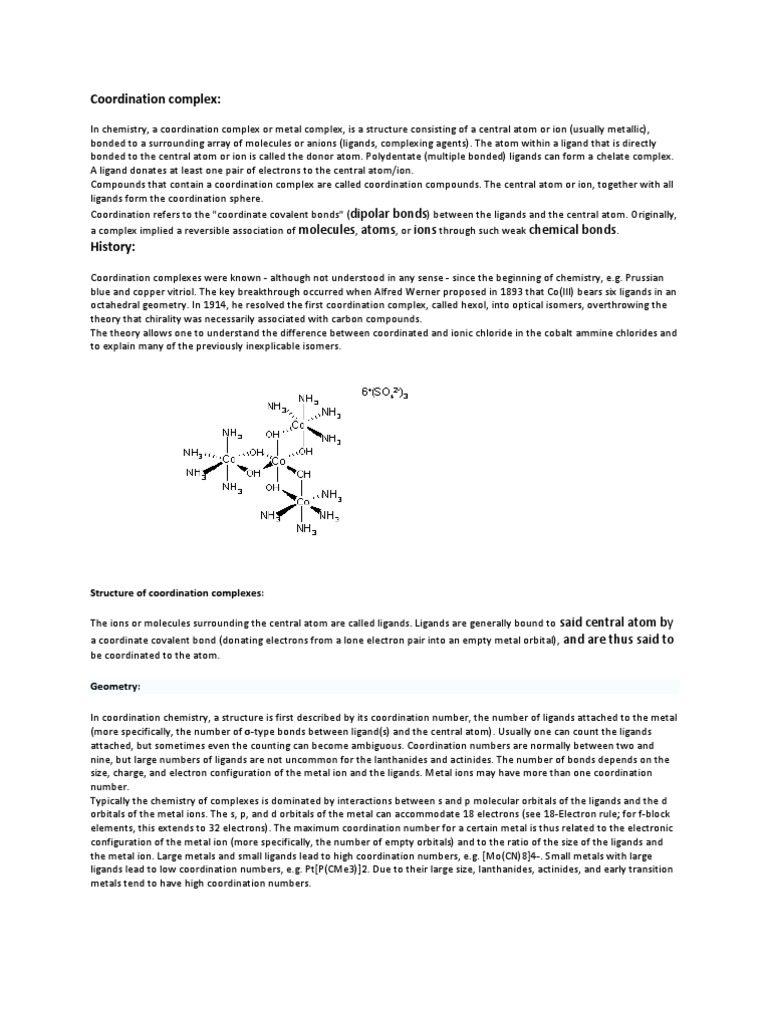 Mini Project Report | PDF | Coordination Complex | Ligand