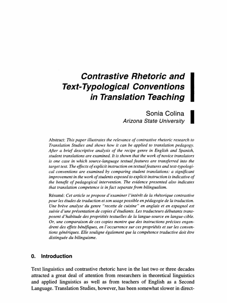 Contrastive Rhetoric and Text-Typological Conventions in Translation ...