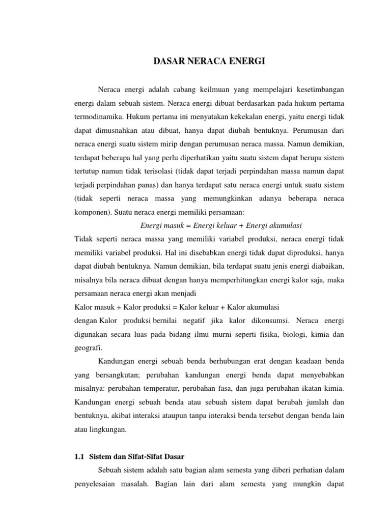 Dasar Neraca Energi | PDF