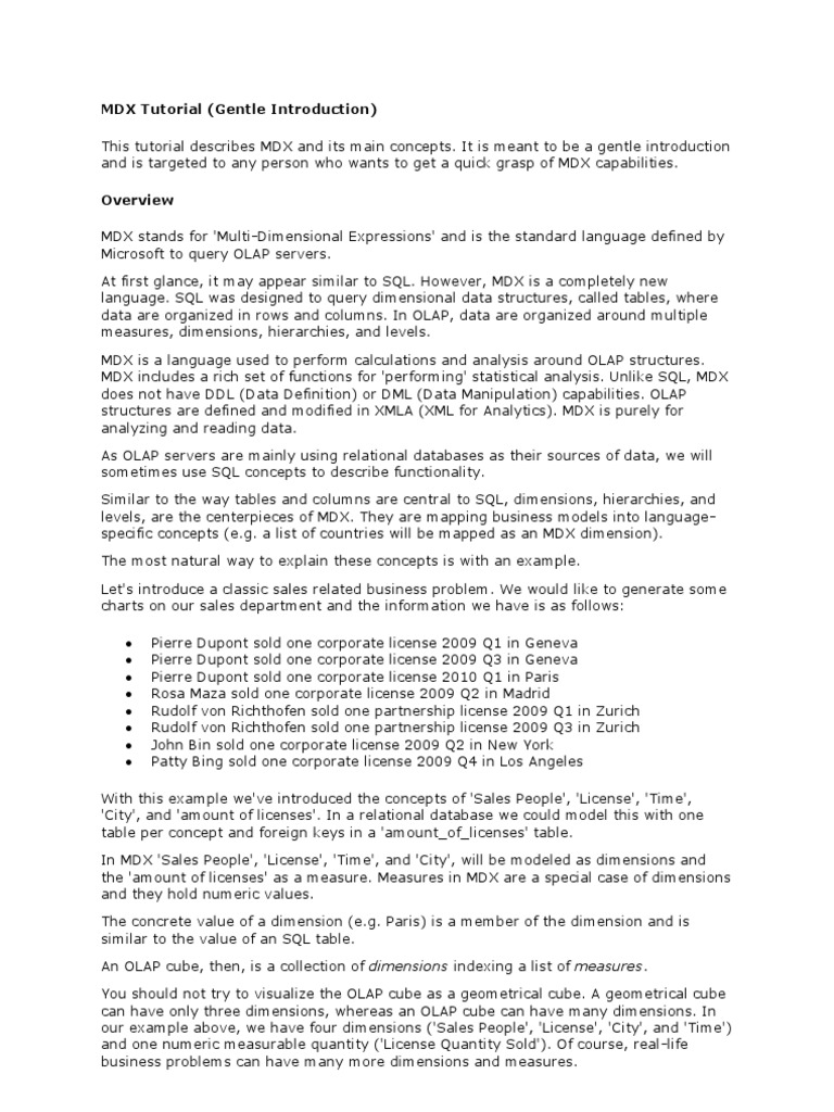 MDX Tutorial | PDF | Sql | Data