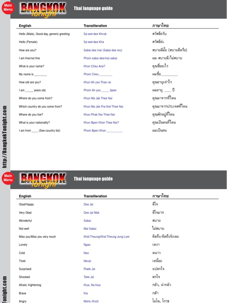 (Ebook) Bangkok - Thai Language Guide | PDF