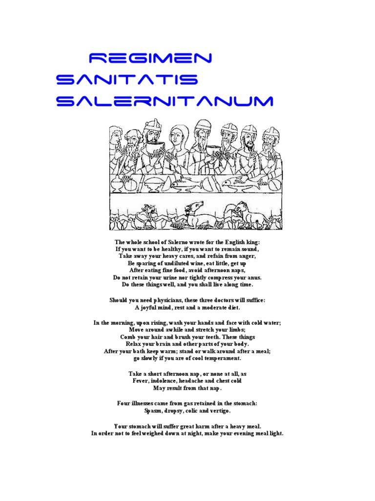 Regimen Sanitatis Saleritanum | PDF | Taste | Eating