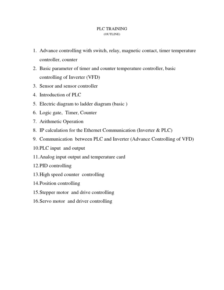 Comprehensive PLC Training Outline | PDF