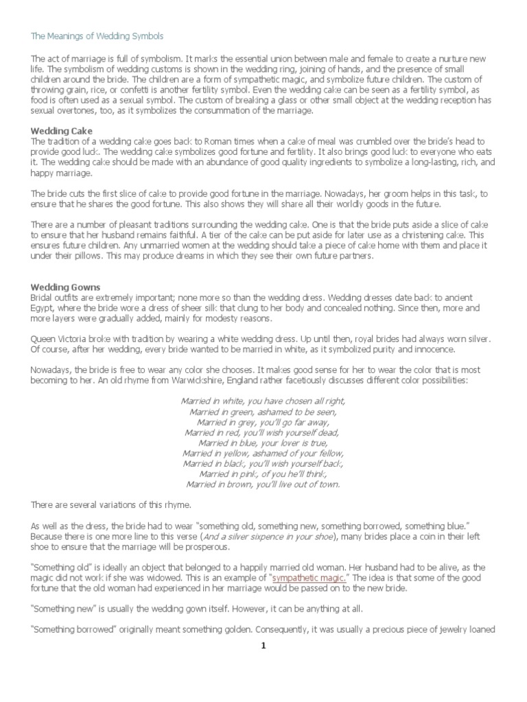 The Meanings of Wedding Symbols | PDF | Wedding | Bride
