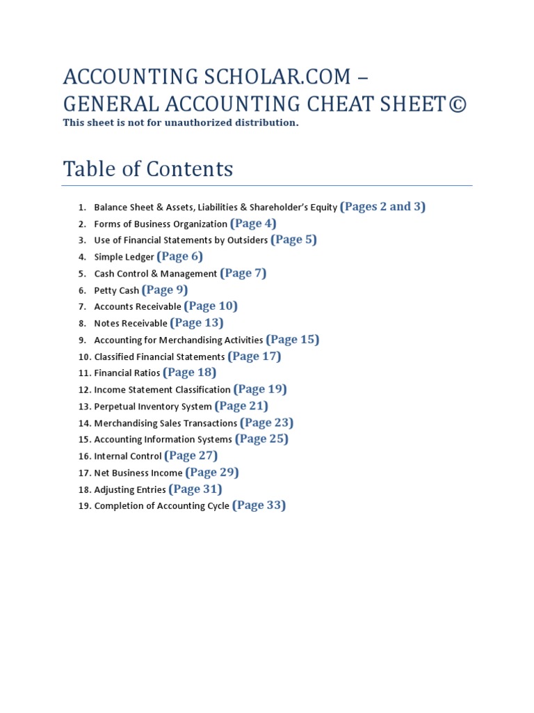 General Accounting Cheat Sheet | PDF | Debits And Credits | Equity ...