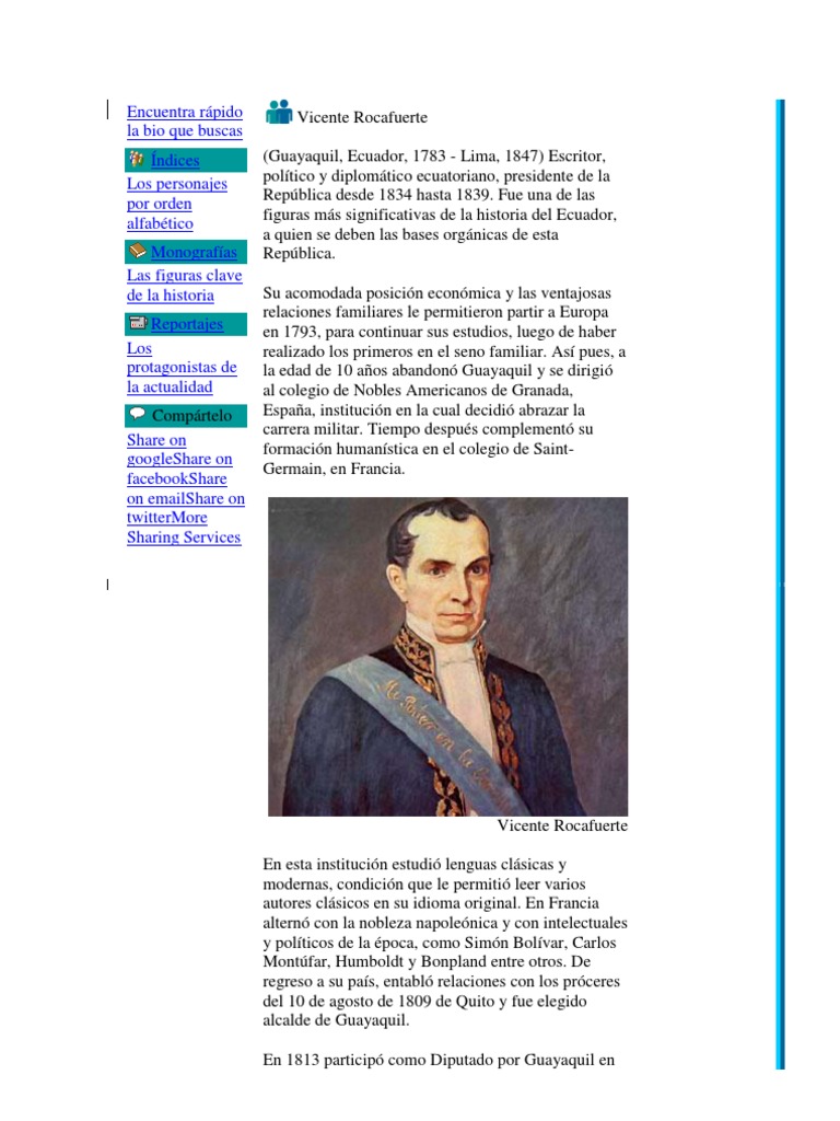 Biografia de Vicente Rocafuerte | Ecuador | Política