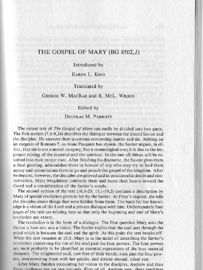 The Gnostic Gospel of Mary Magdalene (Scanned by A+) | PDF