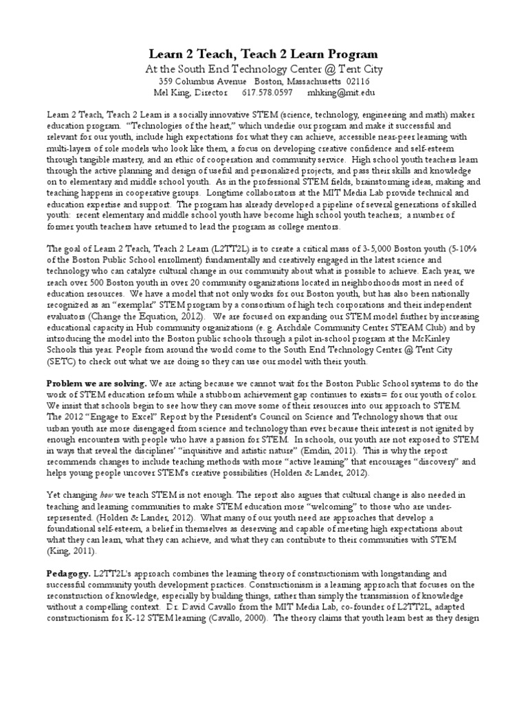 Learn 2 Teach Teach 2 Learn Overview 12 | Download Free PDF | Science ...