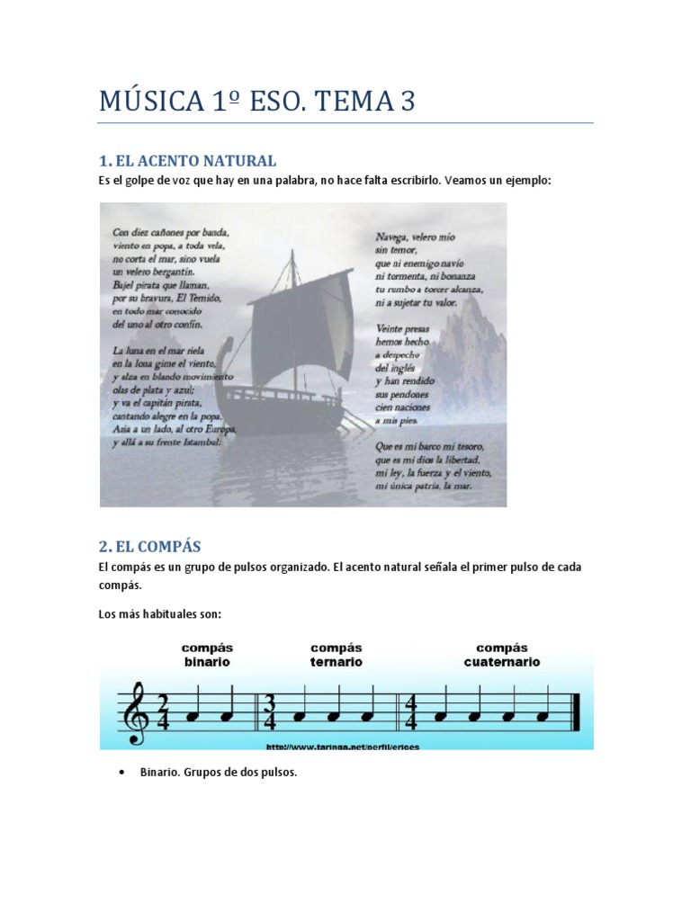 Música 1º de ESO, Tema 3 | PDF | Tempo | Las artes escénicas