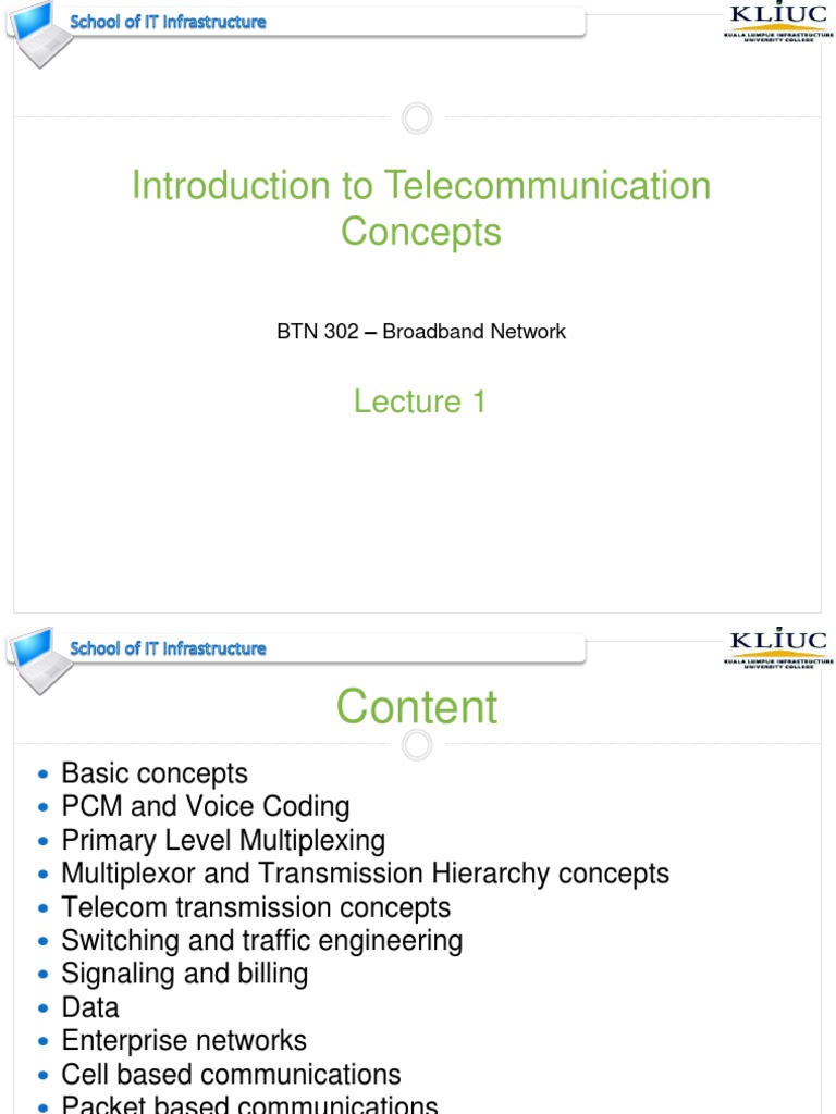 Lecture 1 - Telecommunication Overview | PDF | Multiplexing | Public ...