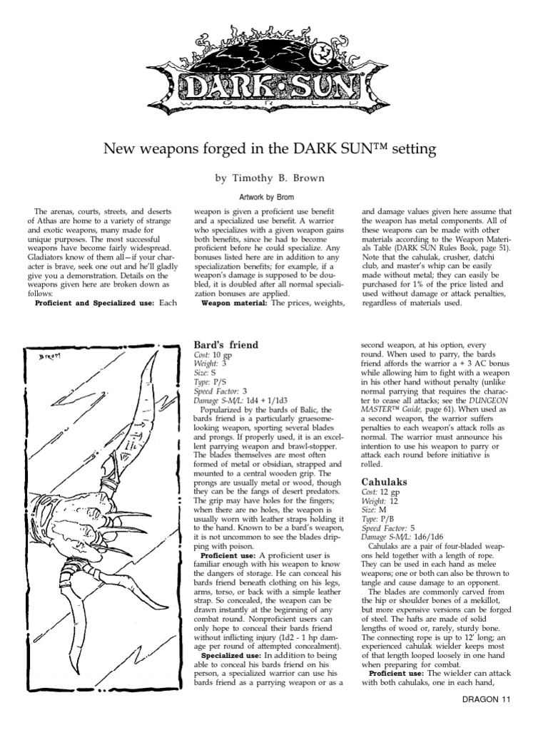 Dark Sun - New Weapons | PDF | Whip | Blade
