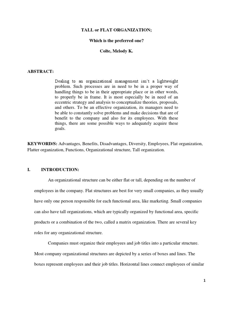 Tall vs Flat Organizational Structures | PDF | Organizational Structure ...