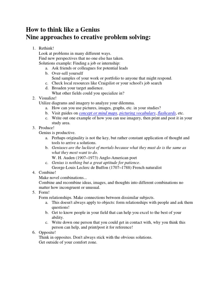 How To Think Like A Genius | PDF | Thought | Cognition