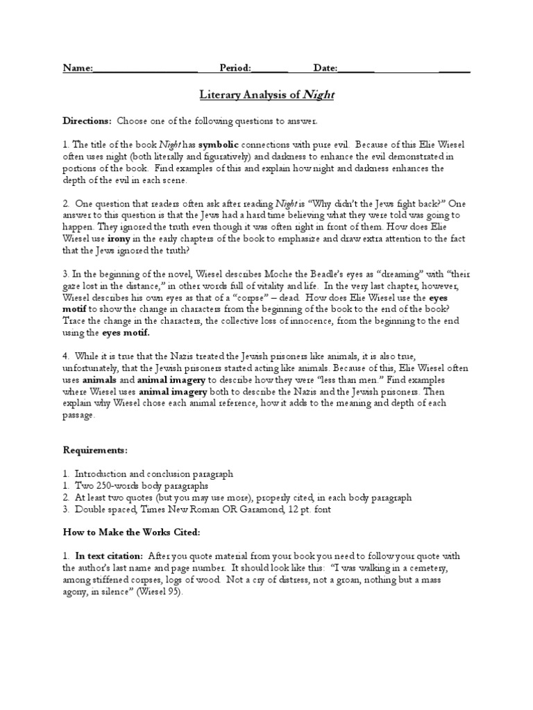 Literary Analysis Guide for Night | PDF | Languages