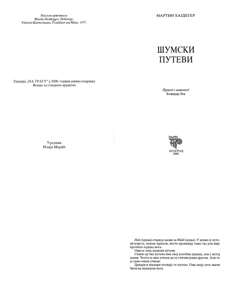 Martin Hajdeger - Sumski Putevi | PDF