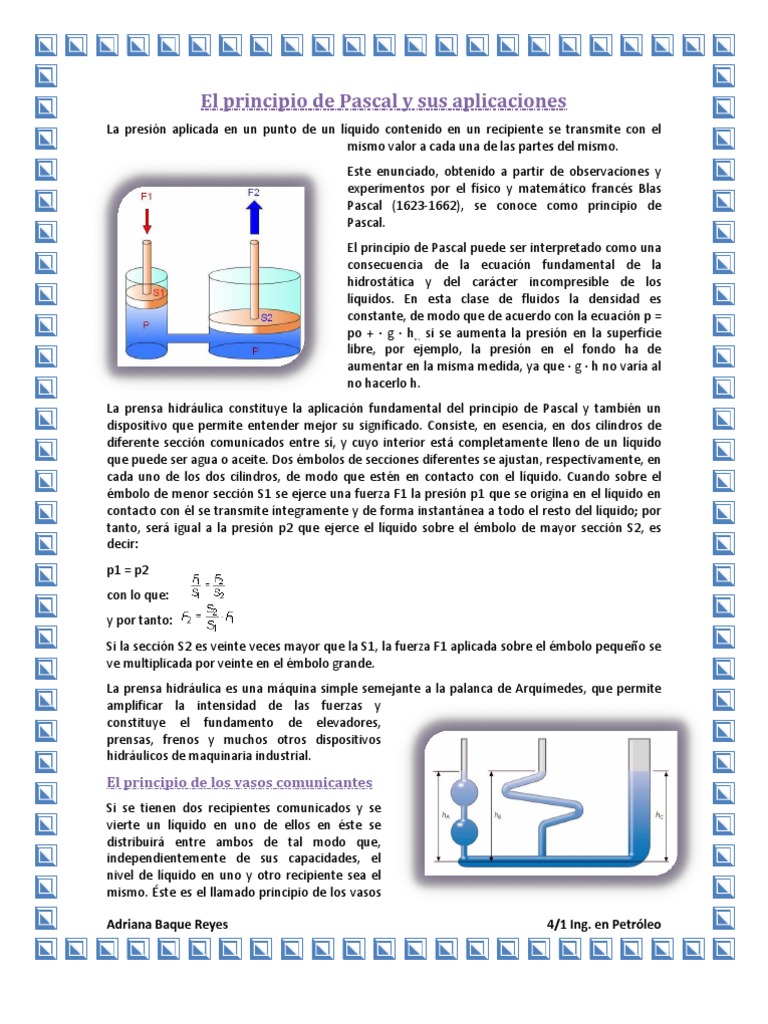 El Principio de Pascal y Sus Aplicaciones | PDF | Medida de presión | Presión