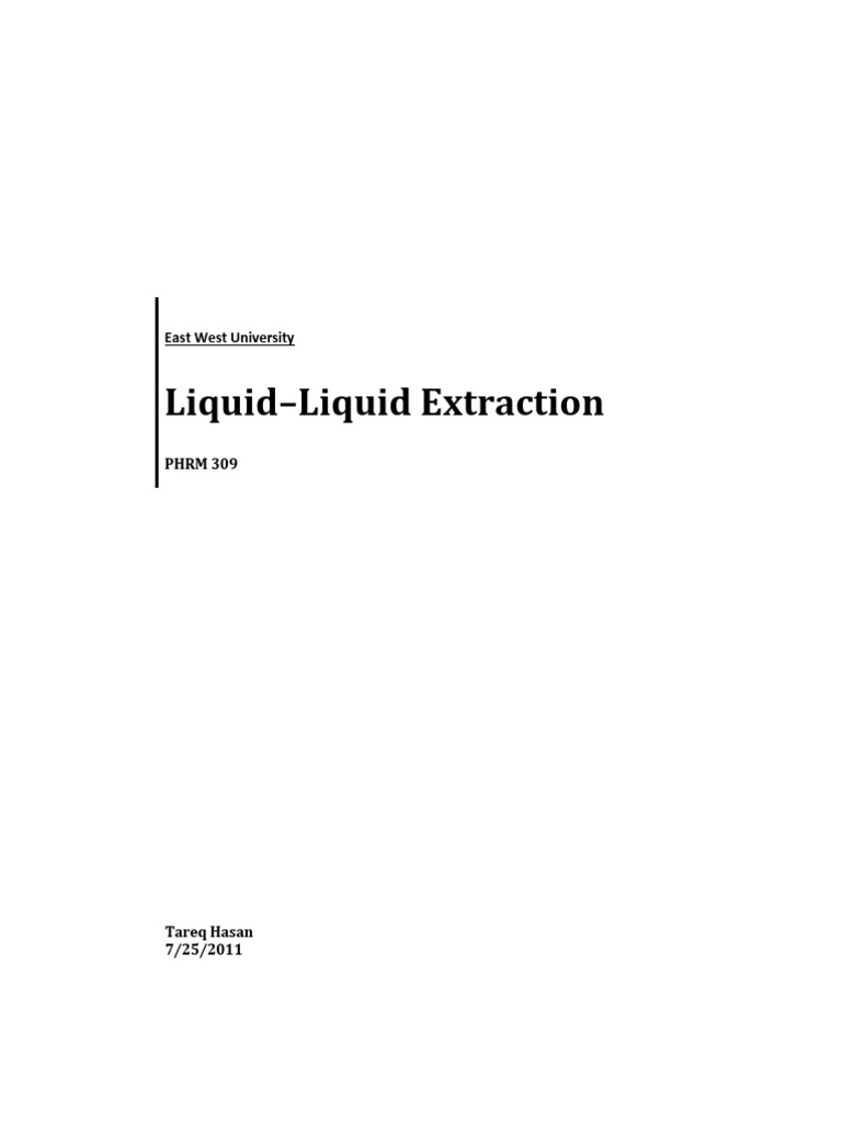 Liquid - Liquid Extraction | PDF | Solution | Solubility