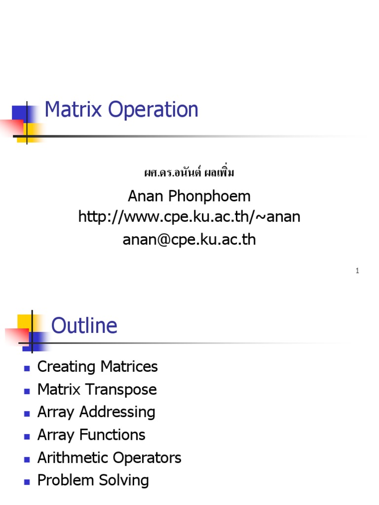 2004 03 Matrix Operation | PDF | Matrix (Mathematics) | Functions And Mappings