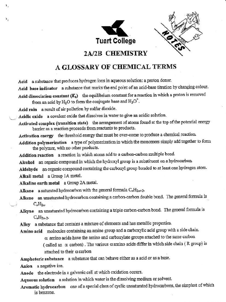 Glossary of Chemical Terms | PDF