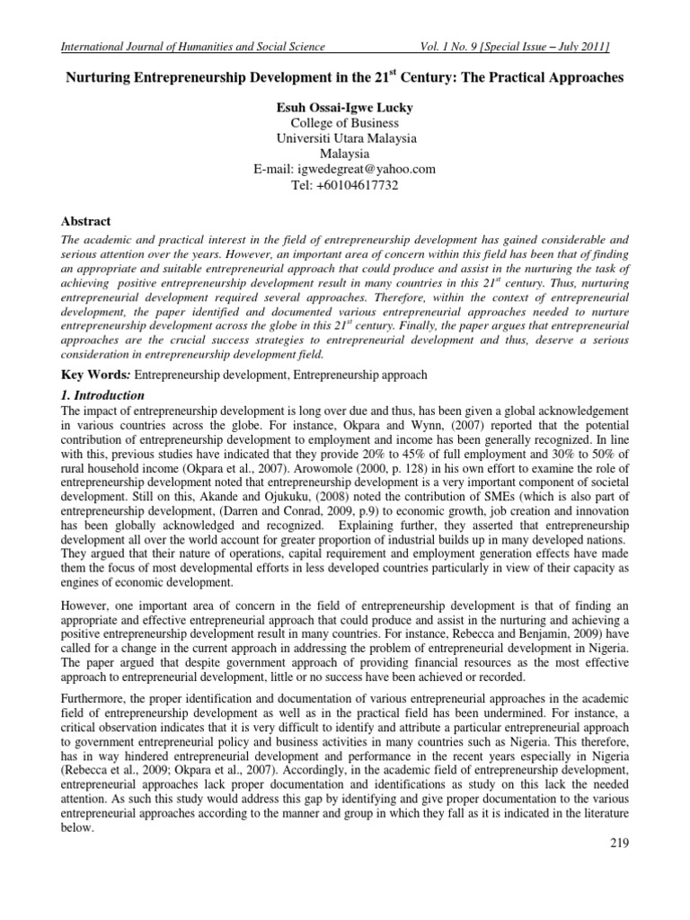 Nuturing Enterpreneurship | PDF | Entrepreneurship | Survey Methodology