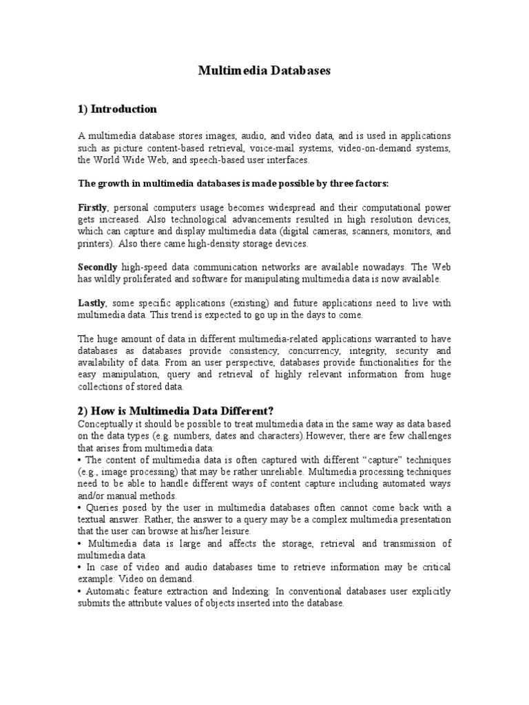 Multimedia Databases | PDF | Databases | Multimedia