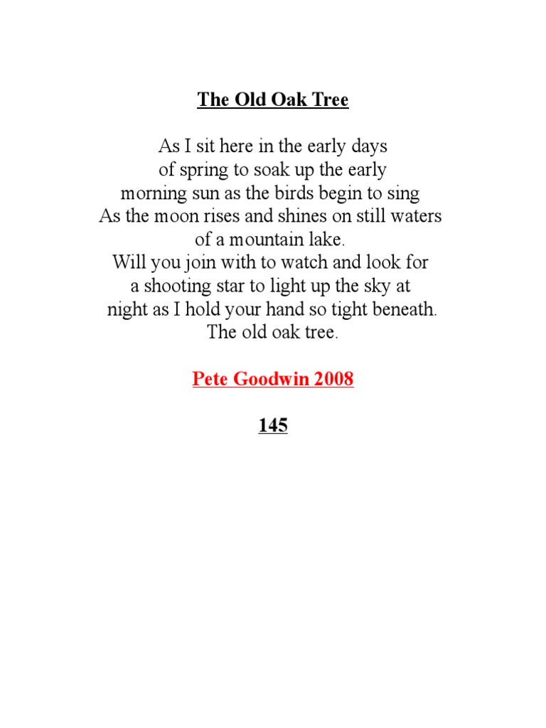 The Old Oak Tree: A Poetic Reflection | PDF