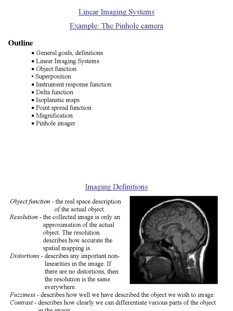 Linear Imaging Systems Example: The Pinhole Camera: Outline | PDF ...