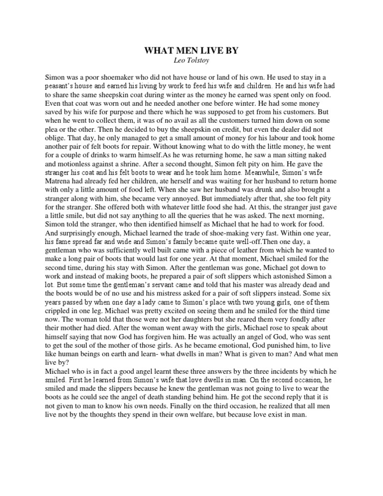 What Men Live by Summary | PDF