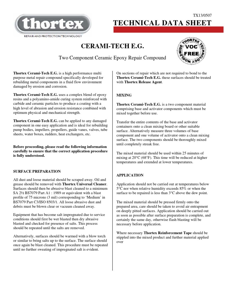 Cerami Tech Eg Tds | PDF | Epoxy | Wear