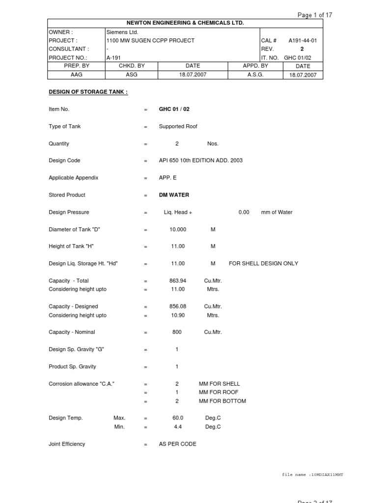 Design of Conical Storage Tank | PDF | Quantity | Physical Quantities