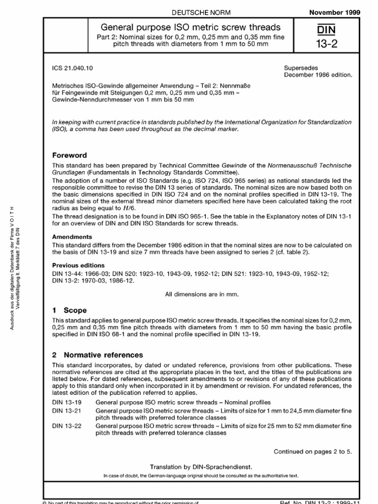 Din 13 2 1999 | PDF