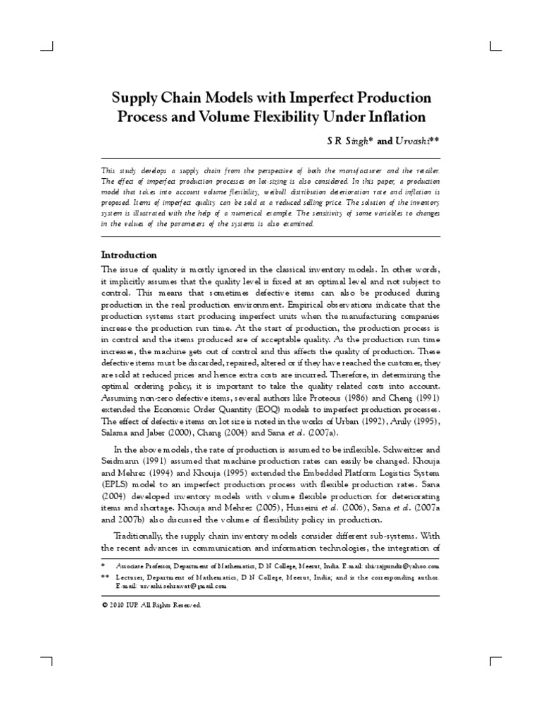 Supply Chain Models With Imperfect Production Process and Volume ...