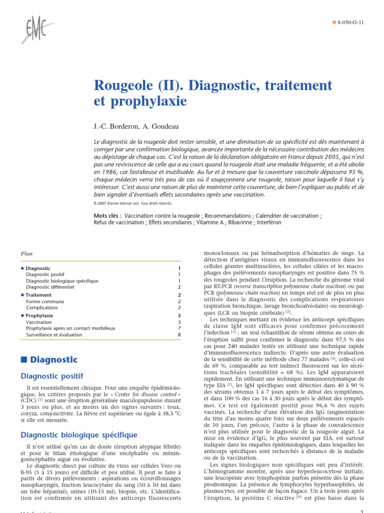 Rougeole (II) - Diagnostic, Traitement | PDF | Rougeole | Vaccination