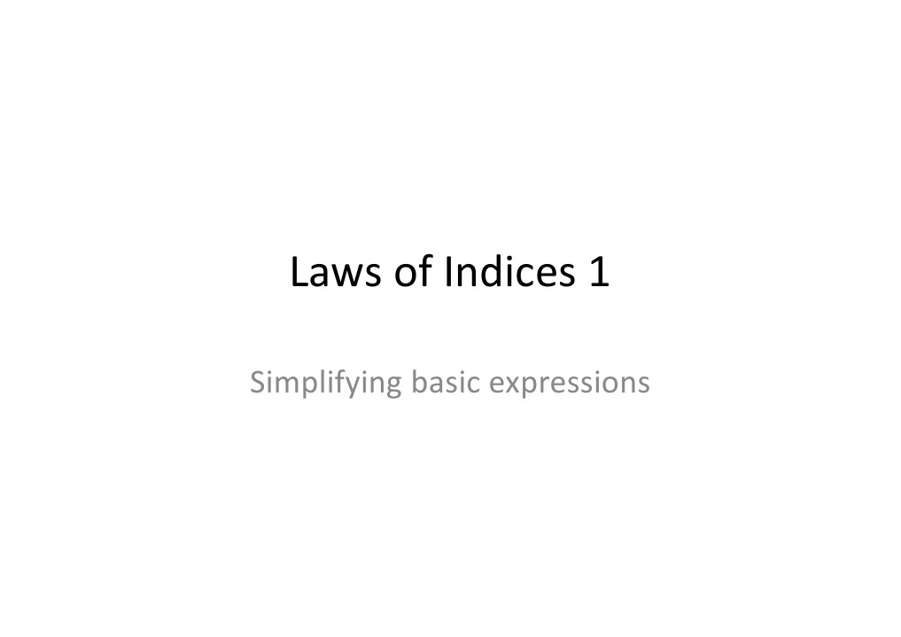 Laws of Indices 1 PDF | PDF